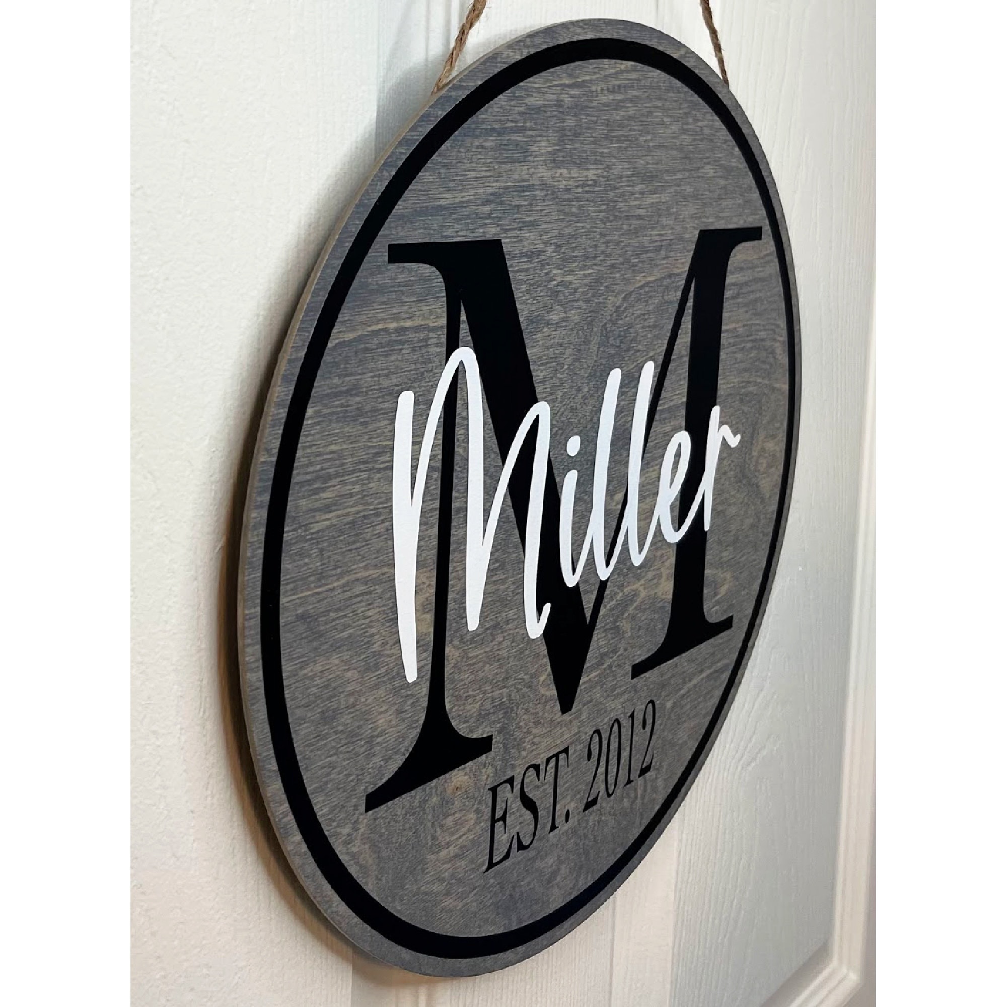 Personalized Wood Door Sign for Front Door Sign Monogram Door Hanger ...