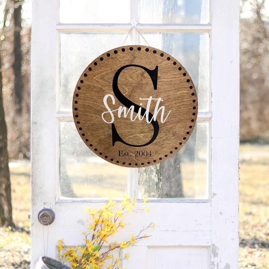 Personalized Wood Door Sign, Year Round Door Sign, Monogram Door Sign ...