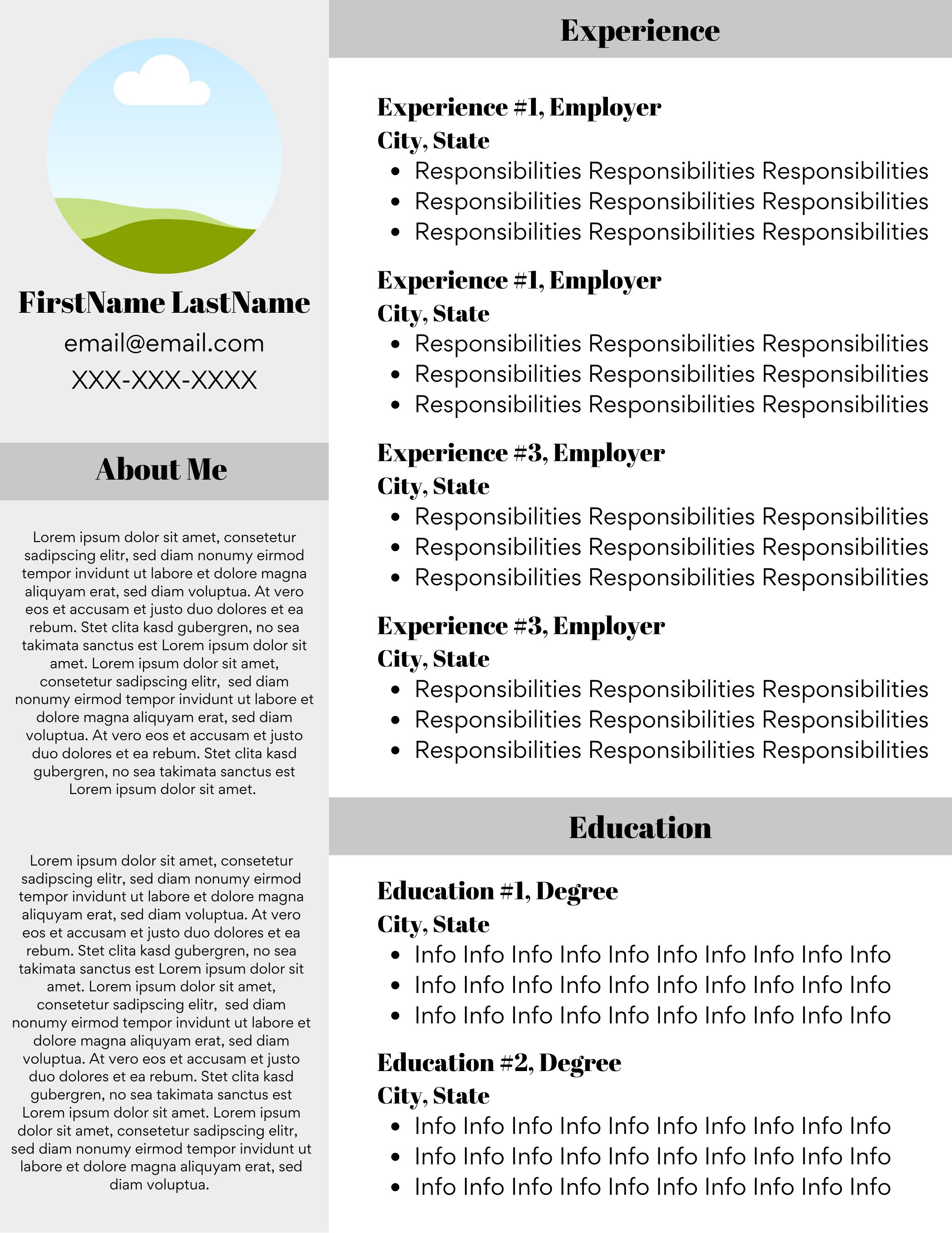 Gray Resume Template - Etsy