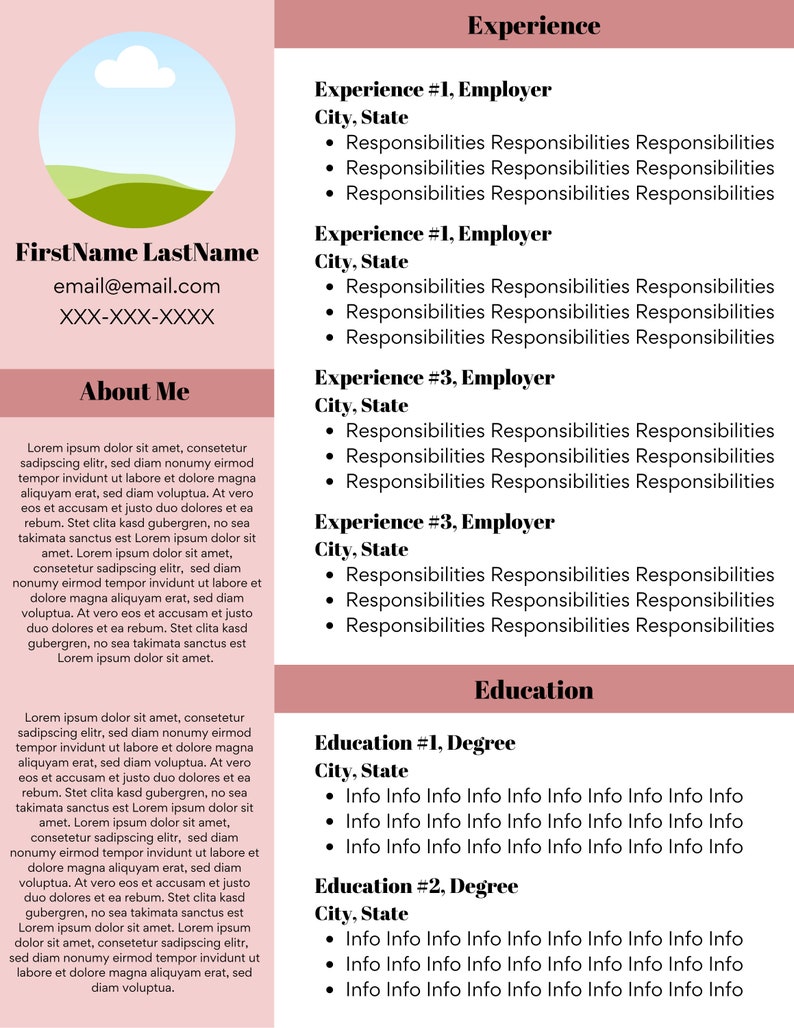 Muted Pink Resume Template - Etsy