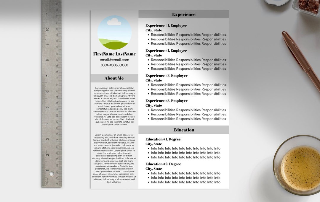 Gray Resume Template - Etsy