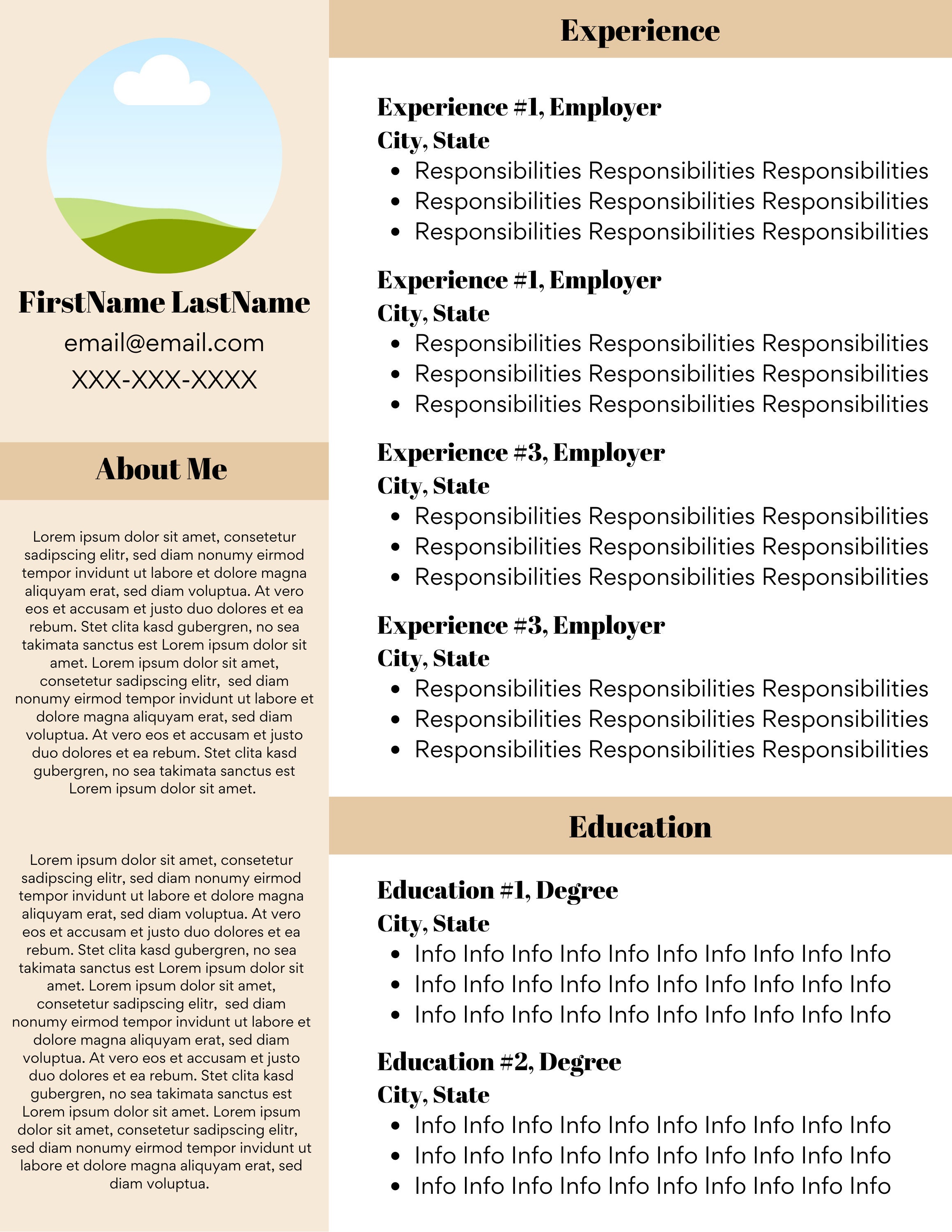 Beige Resume Template - Etsy