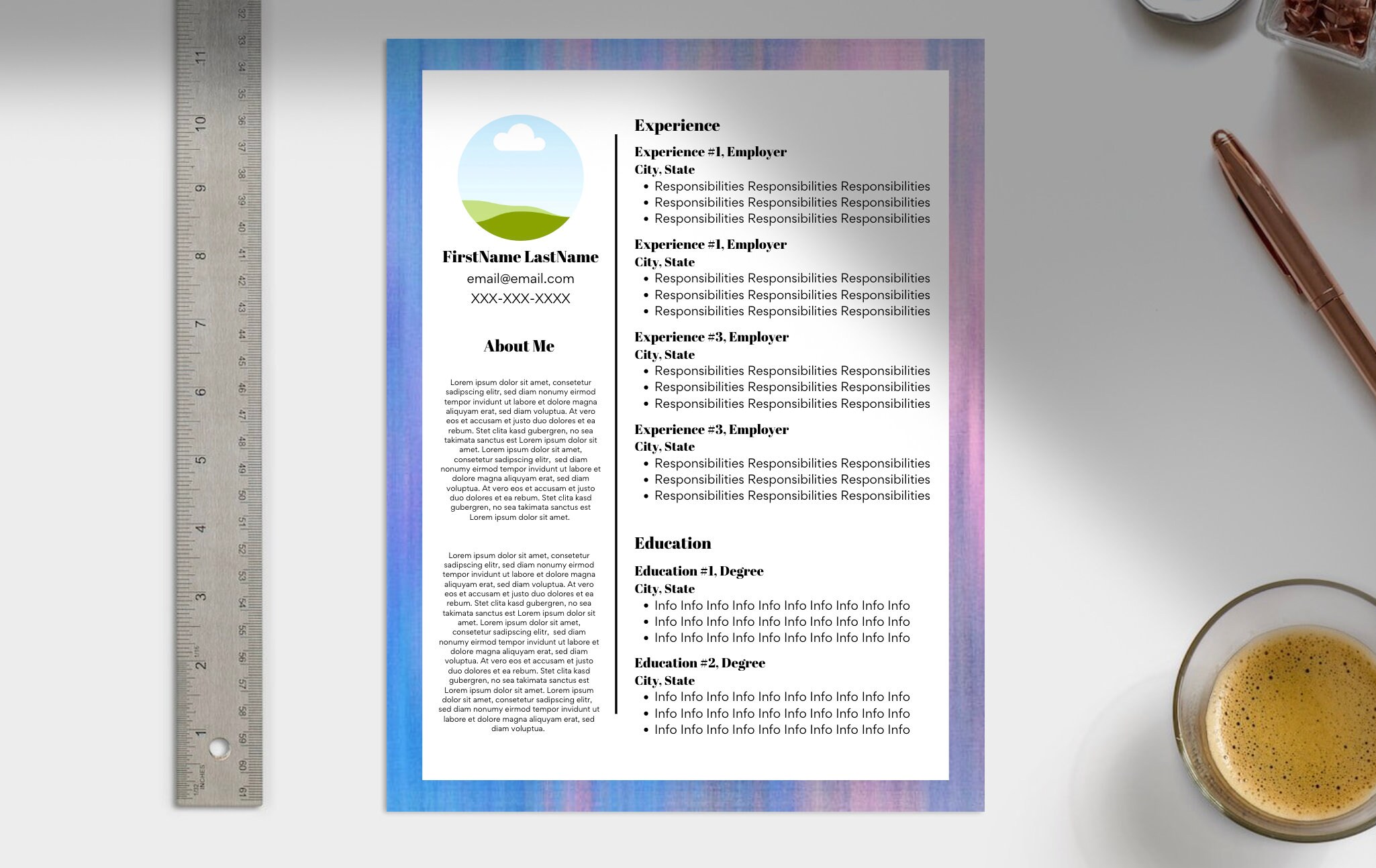 Northern Lights Border Resume Template - Etsy