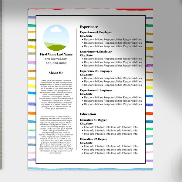 Resume With Border - Etsy