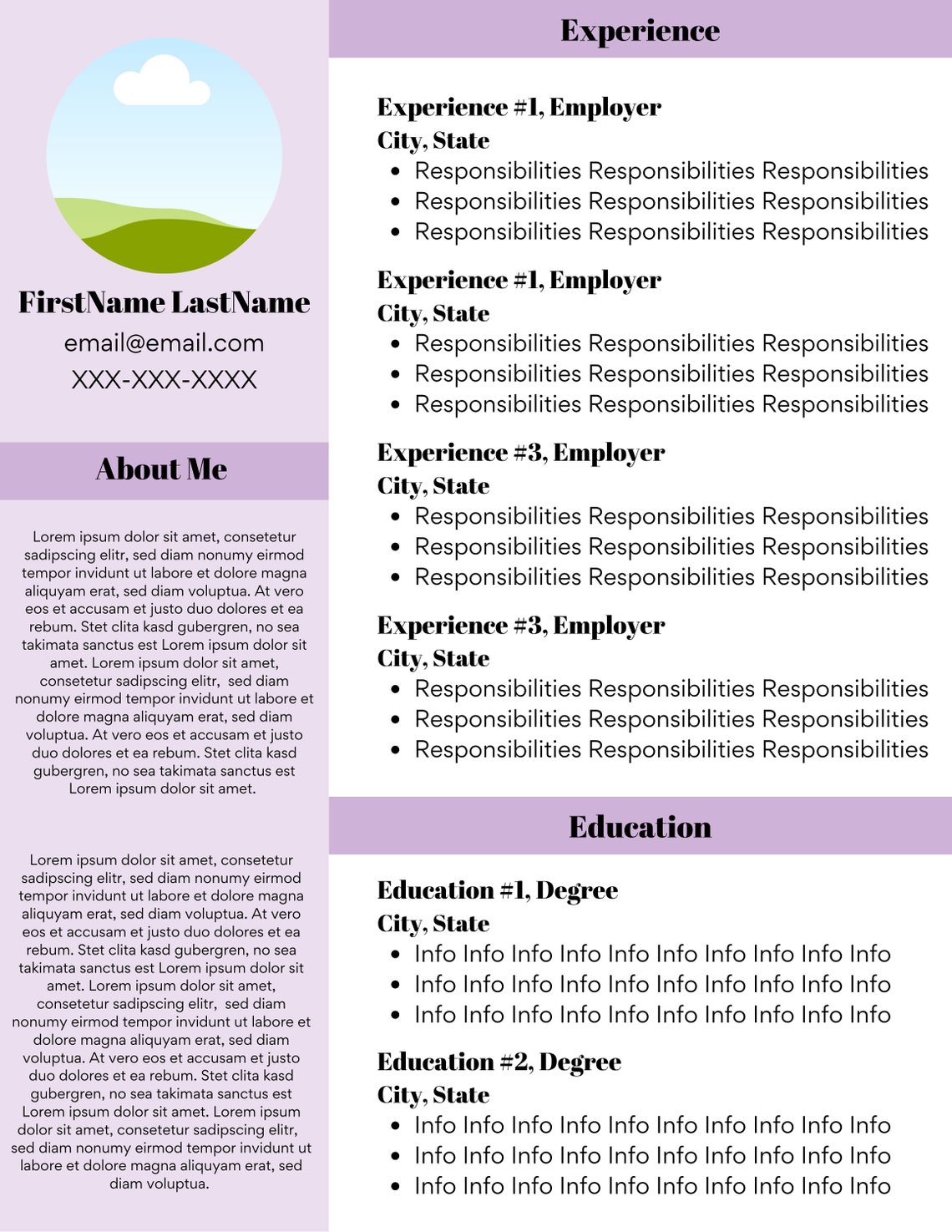 Lavender Resume Template - Etsy