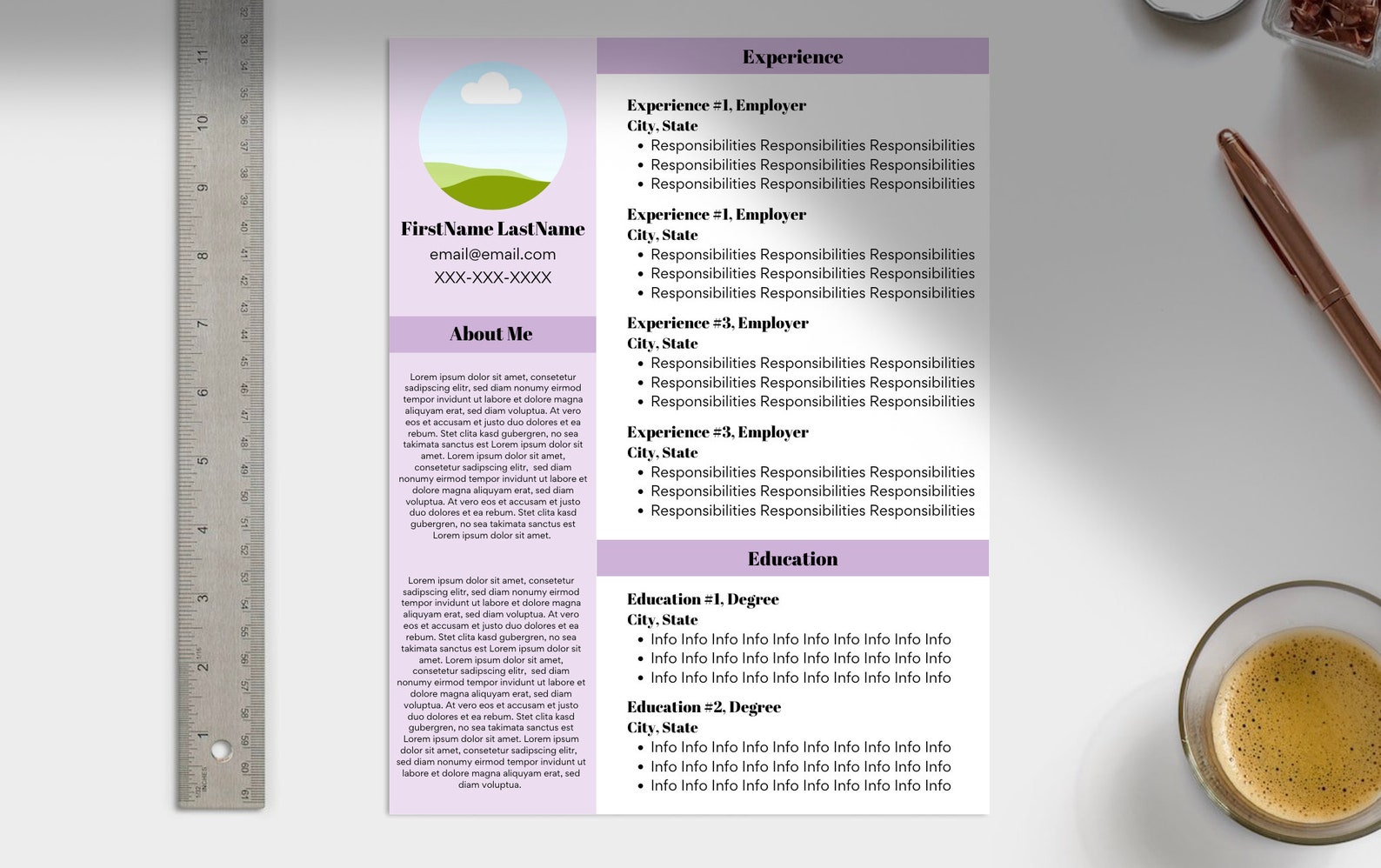 Lavender Resume Template - Etsy