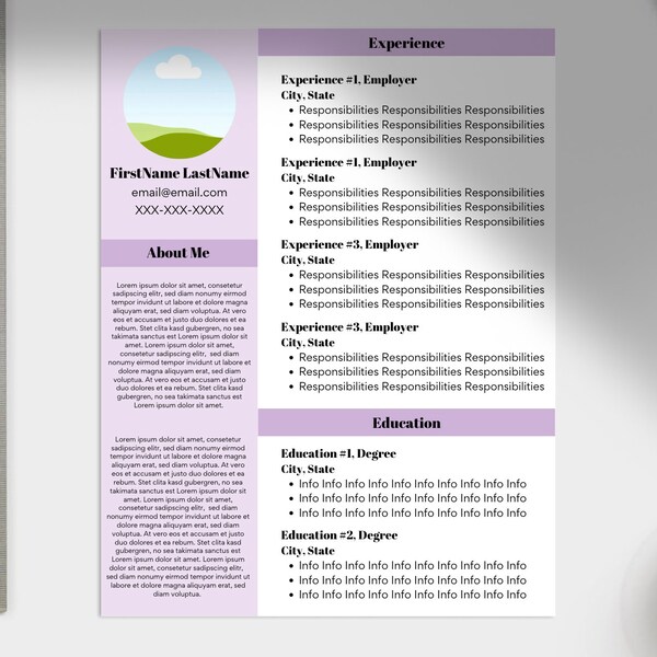 Lavender Resume Template - Etsy