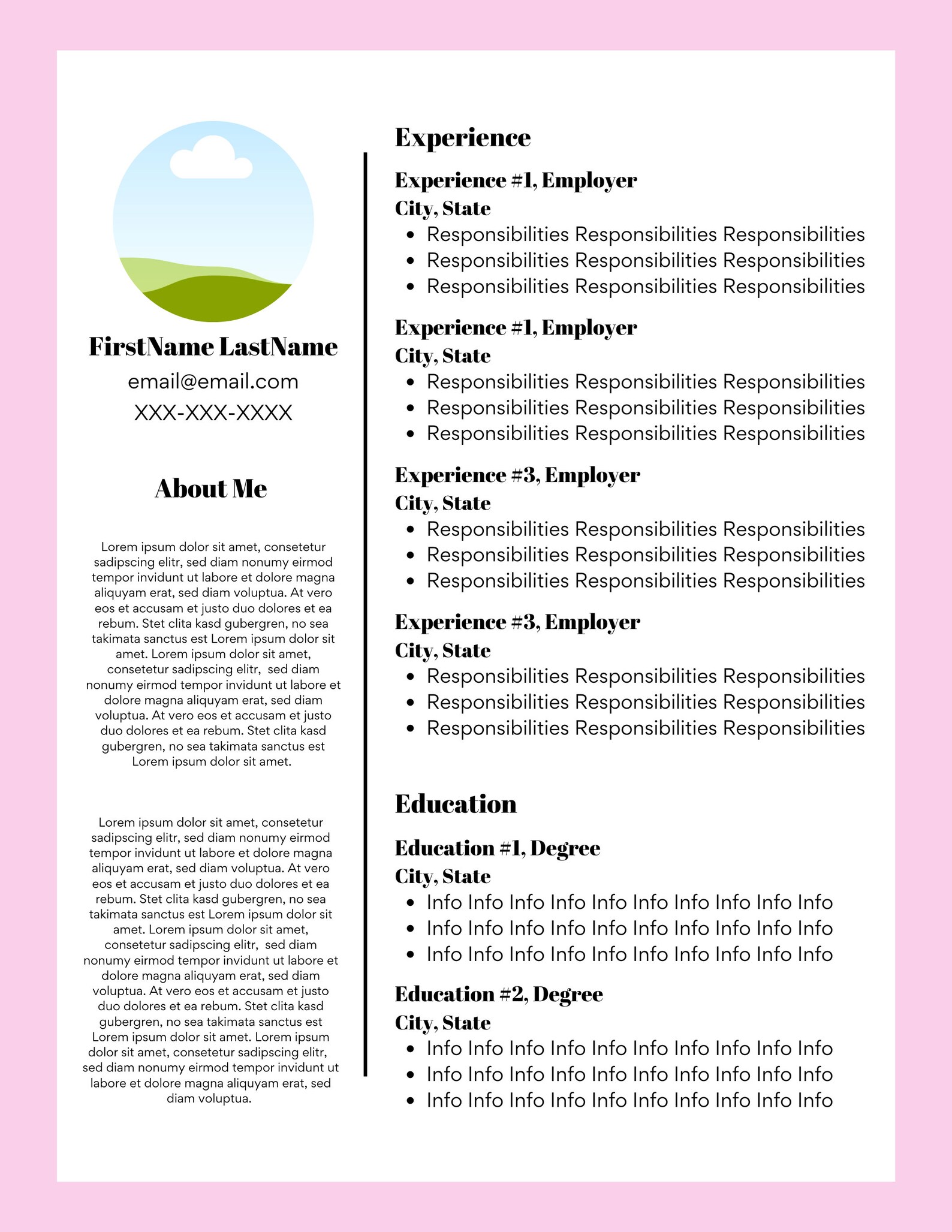 Light Pink Border Resume Template - Etsy