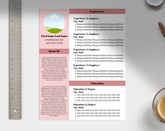 Light Pink Border Resume Template - Etsy