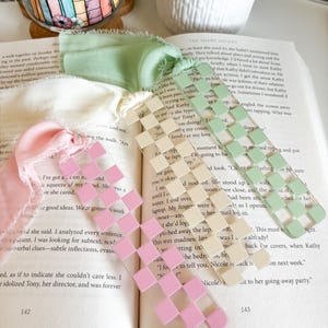Checkered Bookmark, Acrylic Bookmark With Ribbon, Personalized Bookmark ...