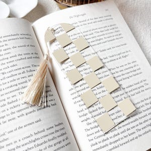 Checkered Bookmark, Neutral Acrylic Bookmark, Personalized Bookmark ...