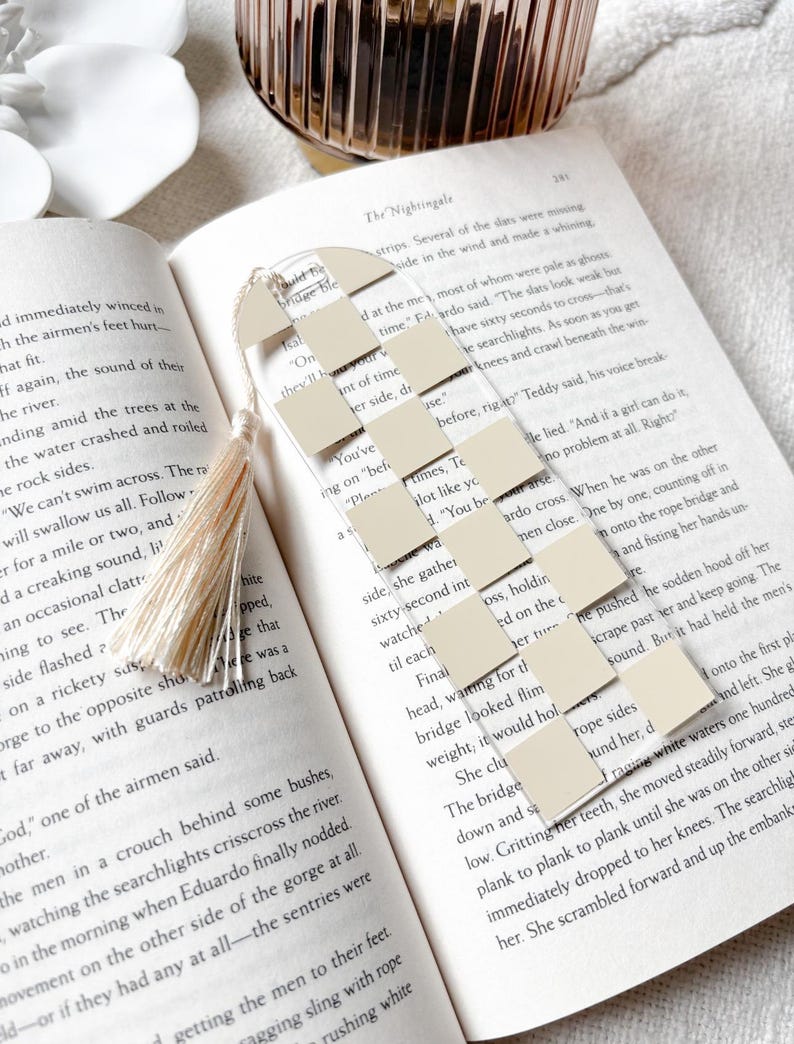 Checkered Acrylic Bookmark: Handmade Book Lover Gift - Etsy