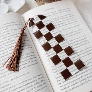 Checkered Bookmark, Neutral Acrylic Bookmark, Personalized Bookmark ...