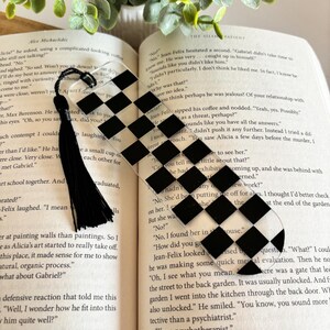 Checkered Bookmark, Neutral Acrylic Bookmark, Personalized Bookmark ...