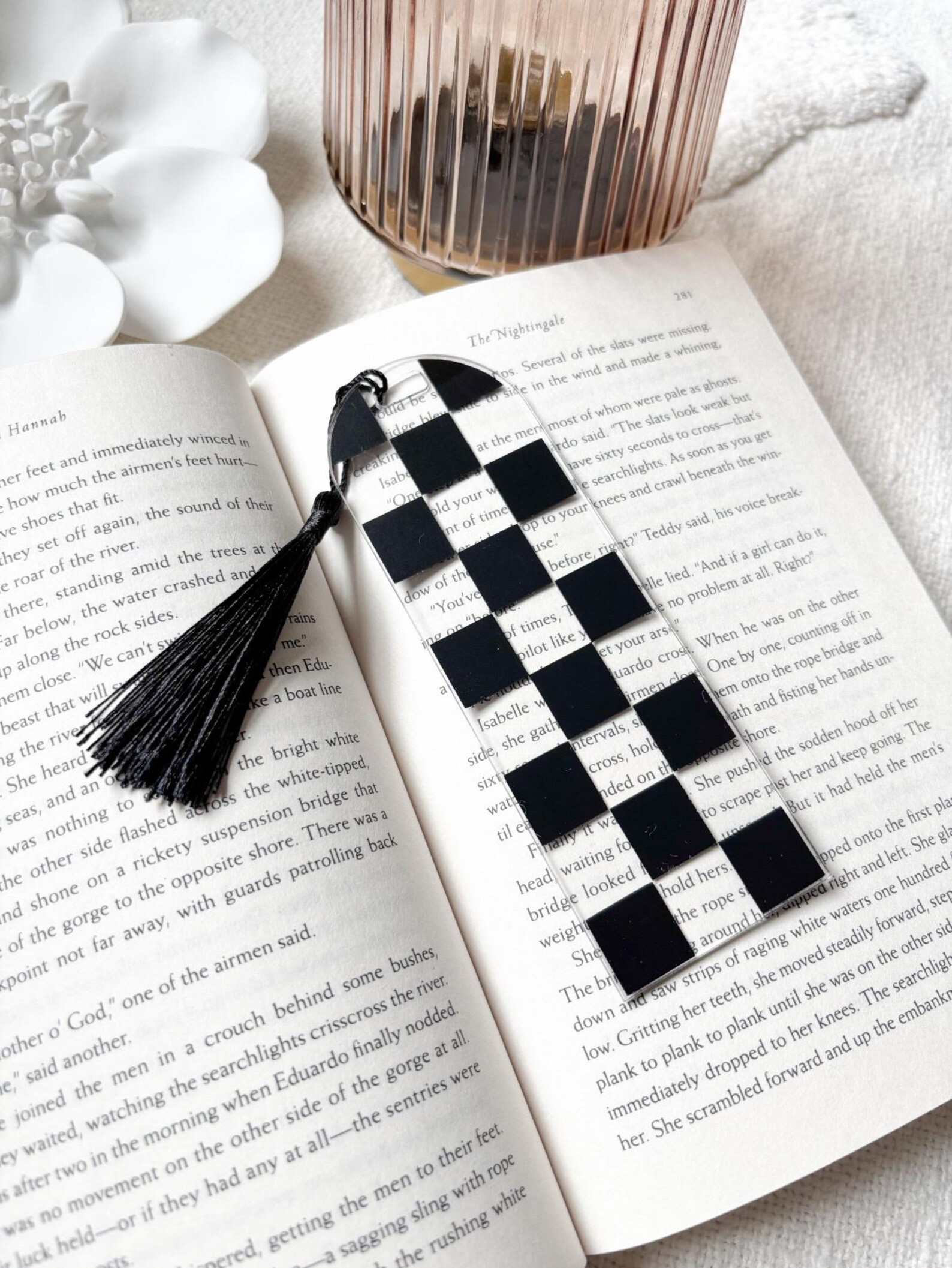 Checkered Acrylic Bookmark: Handmade Book Lover Gift - Etsy