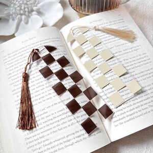Checkered Bookmark, Neutral Acrylic Bookmark, Personalized Bookmark ...