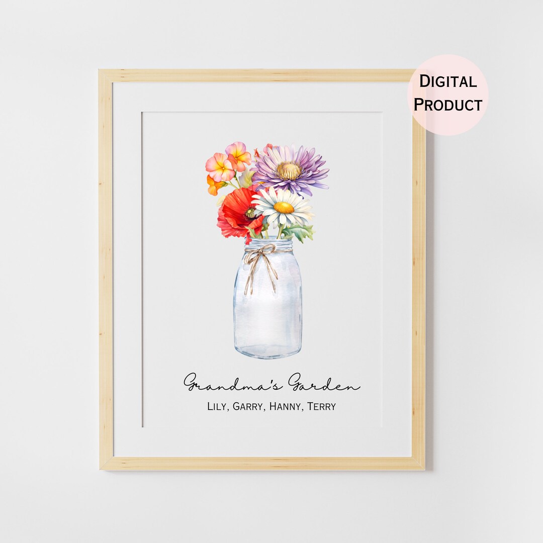 Printable Family Birth Flower Bouquet, Birth Month Wall Art ...