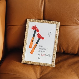 Footprint Handprint Art Fathers Day Card, Father's Day Handprint Craft ...