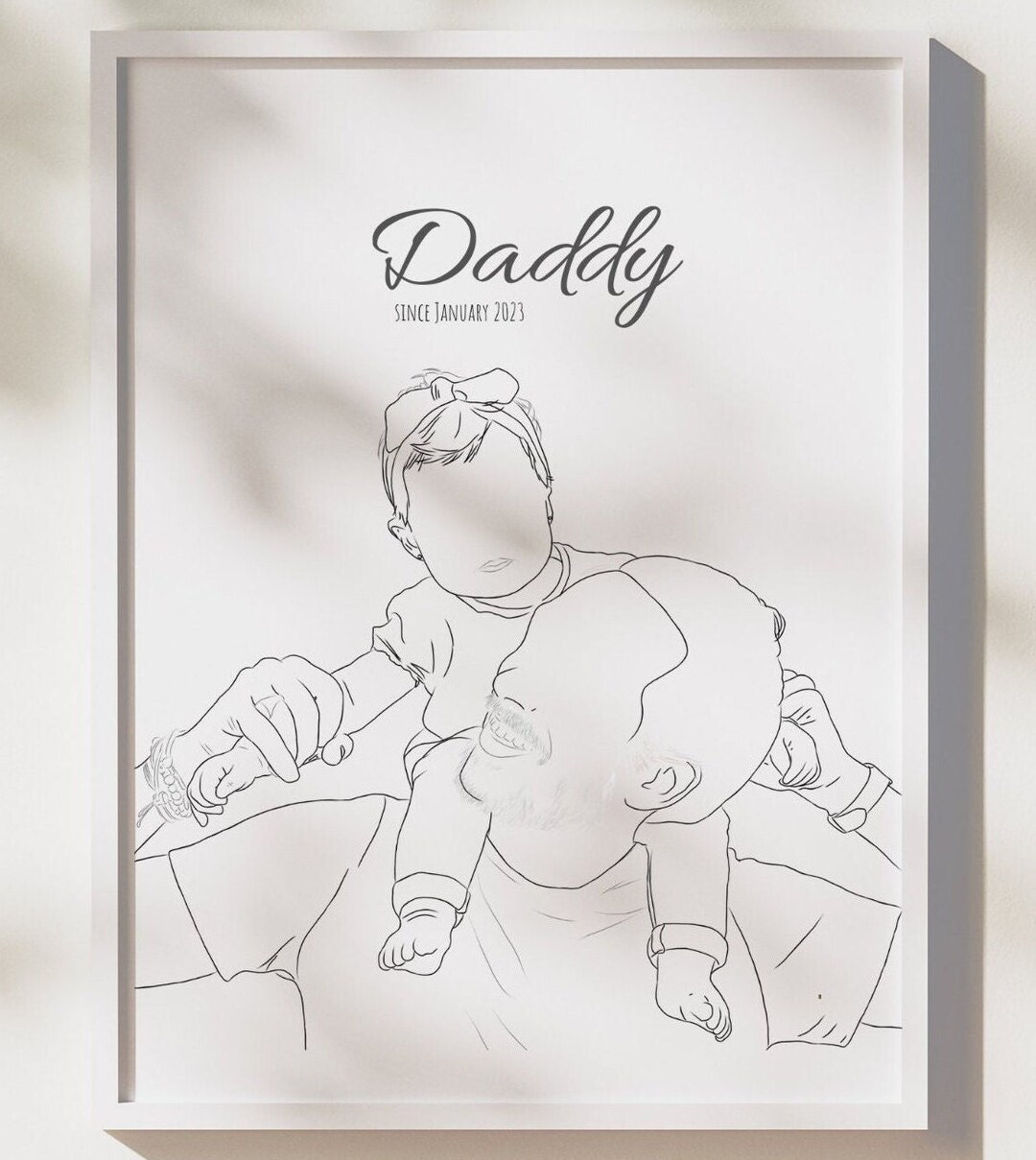 Custom Dad Line Art, Fathers Day Gift, Personalized Family Portrait ...