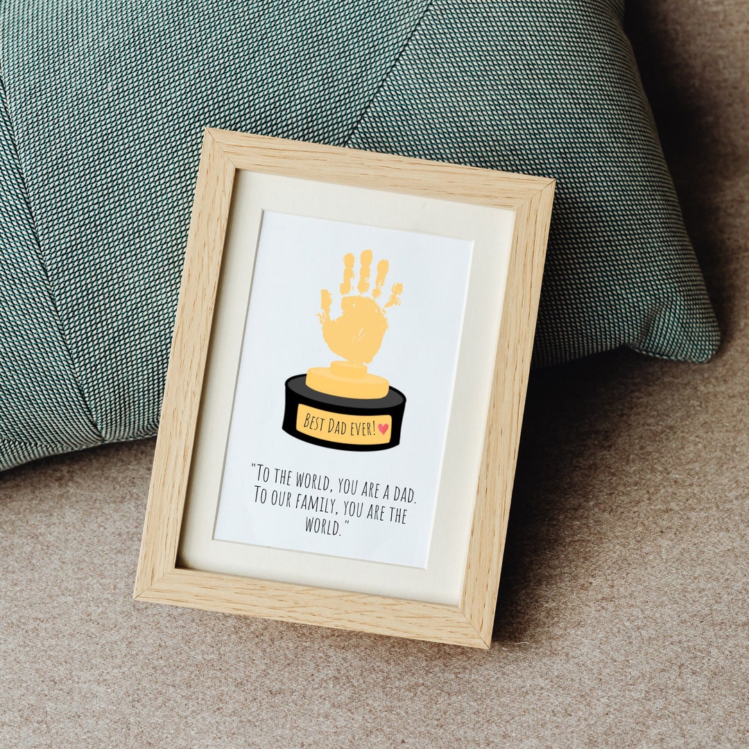 Dad Trophy Handprint Activity, Handprint Art Fathers Day Card, Father's ...