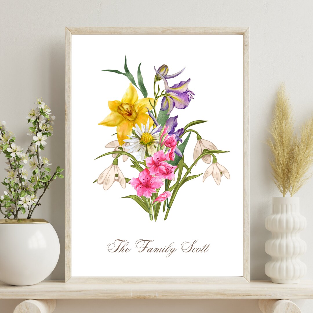 Custom Family Bouquet, Custom Family Birth Flower Bouquet, Mother's Day ...