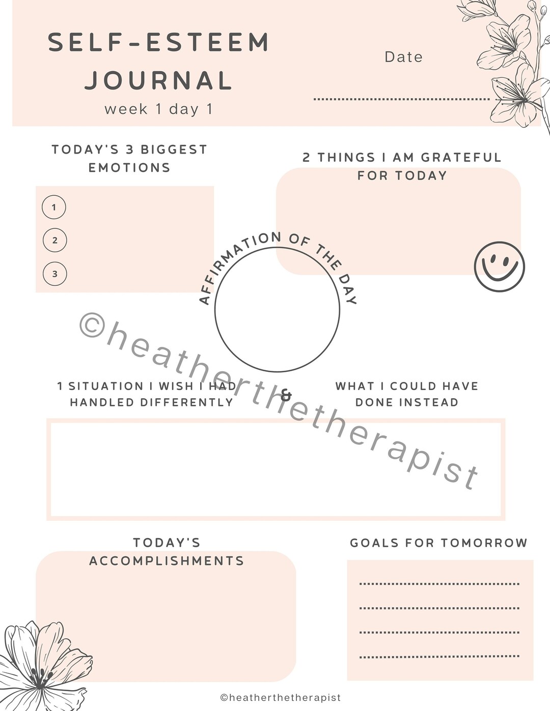 Self-esteem Journal | Self-guided Journal | Boundaries Worksheet ...