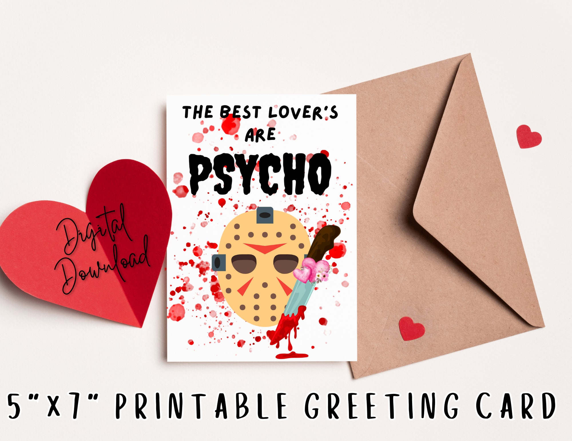 DIGITAL DOWNLOAD L Printable Card PDF L Horror L Valentine's Day L ...