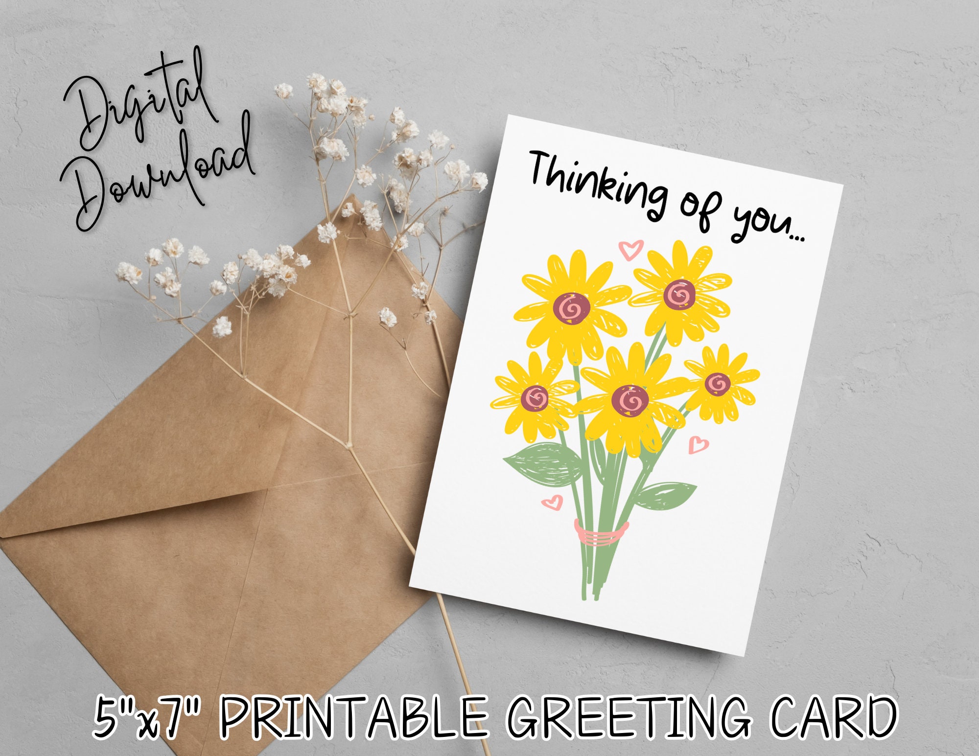 DIGITAL DOWNLOAD L Printable Card L PDF L Thinking of You L Greeting ...