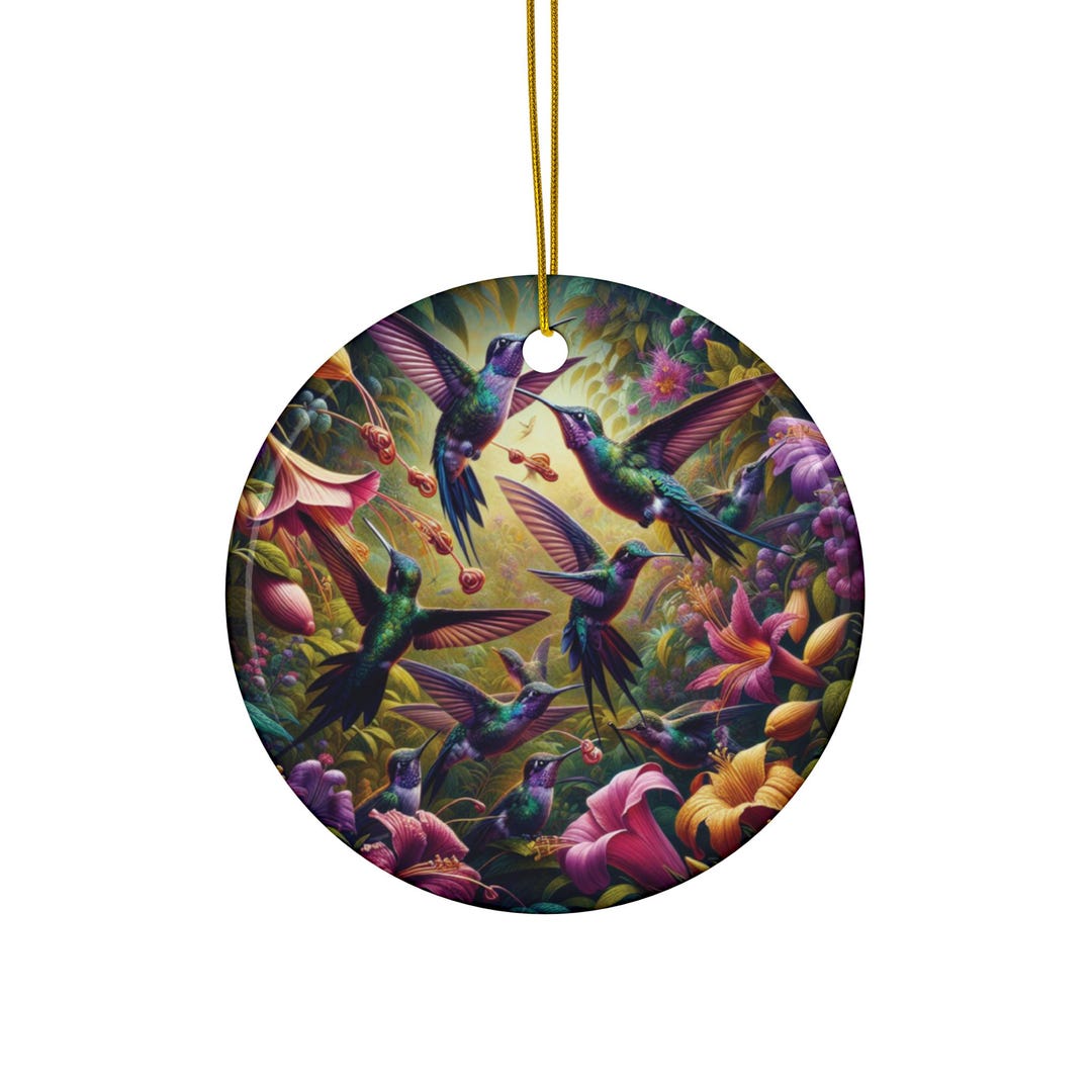 Colorful Hummingbirds Ceramic Ornament, Christmas Ornament, Christmas ...
