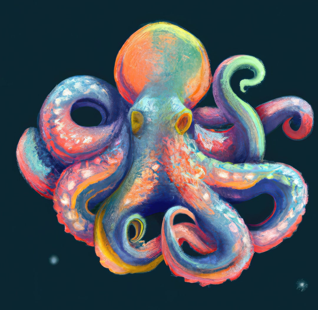Colorful Octopus Digital Art/cute/vibrant/bold/hues/pastel/neon/squishy ...