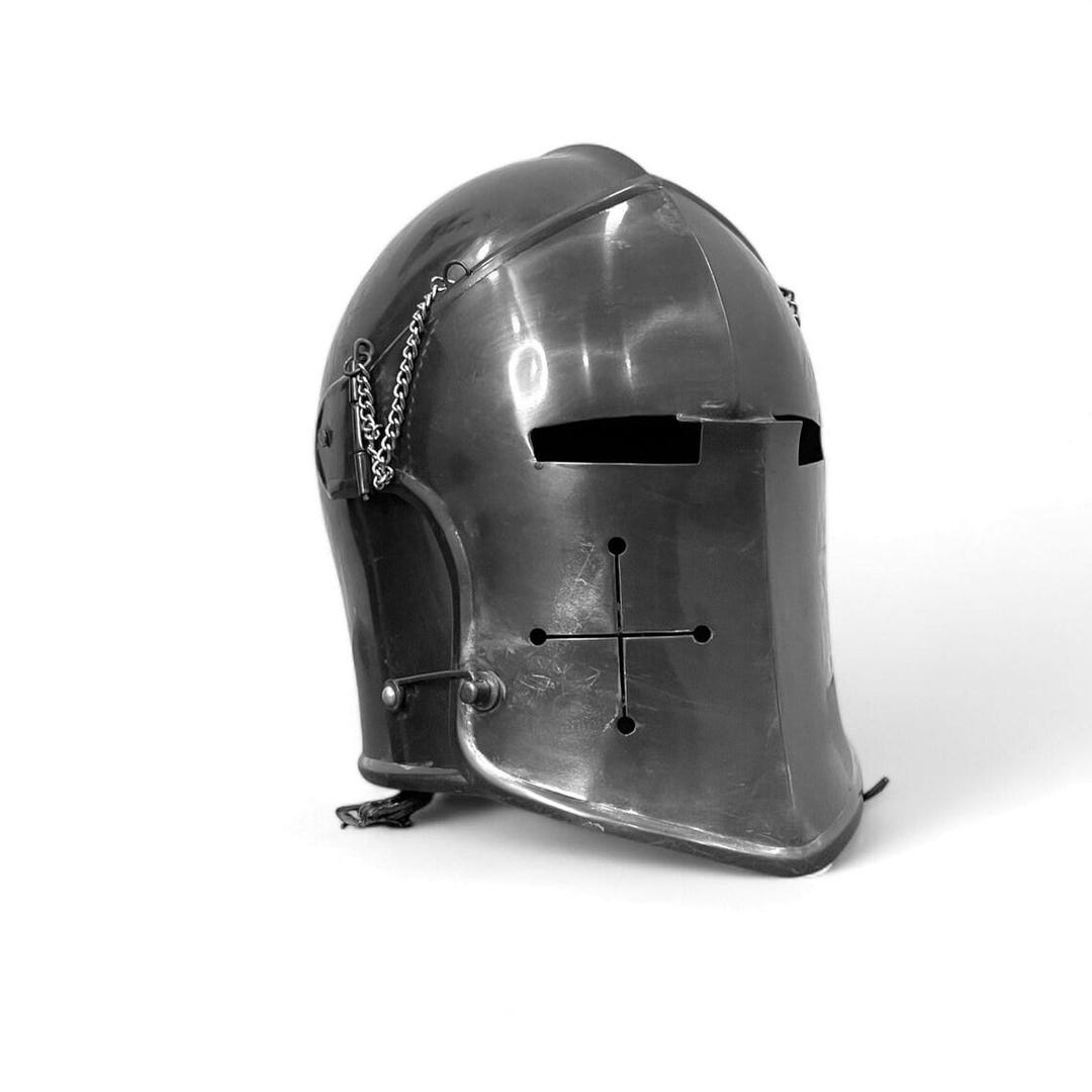 Visored Barbuta Knight Helmet – 18g Mild Steel Medieval Warrior Armor ...