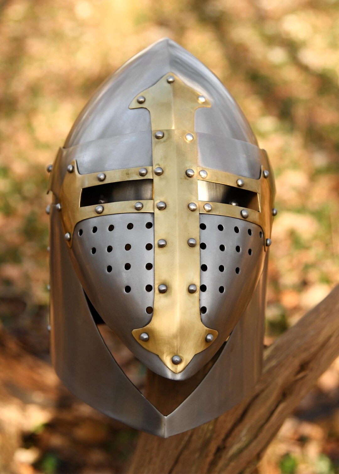 Christ Helmet – Polished Steel Pot Helmet With Foldable Visor for ...