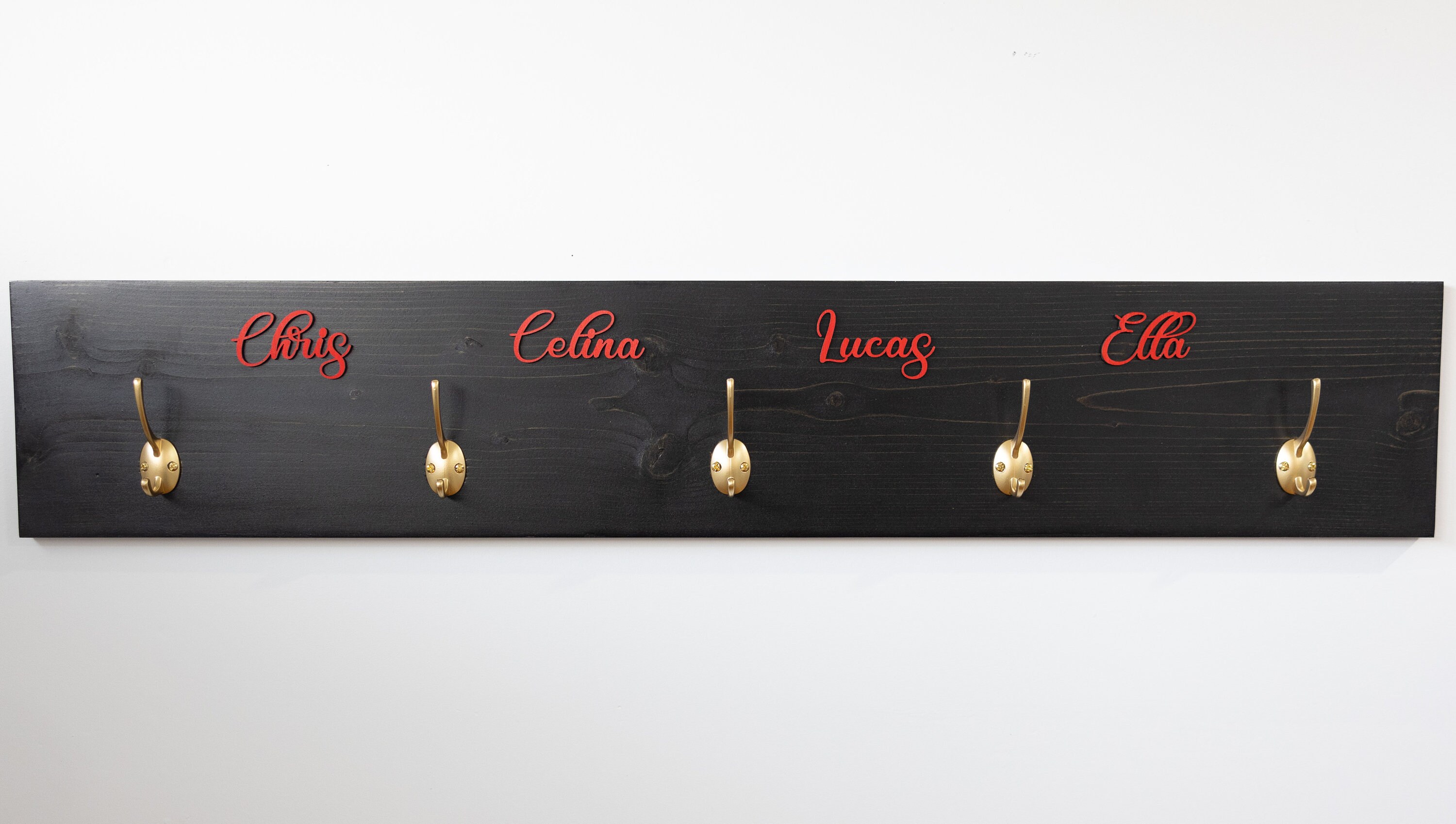 Personalized Family 3D Names Wall Mount Coat Rack With Hangers for ...