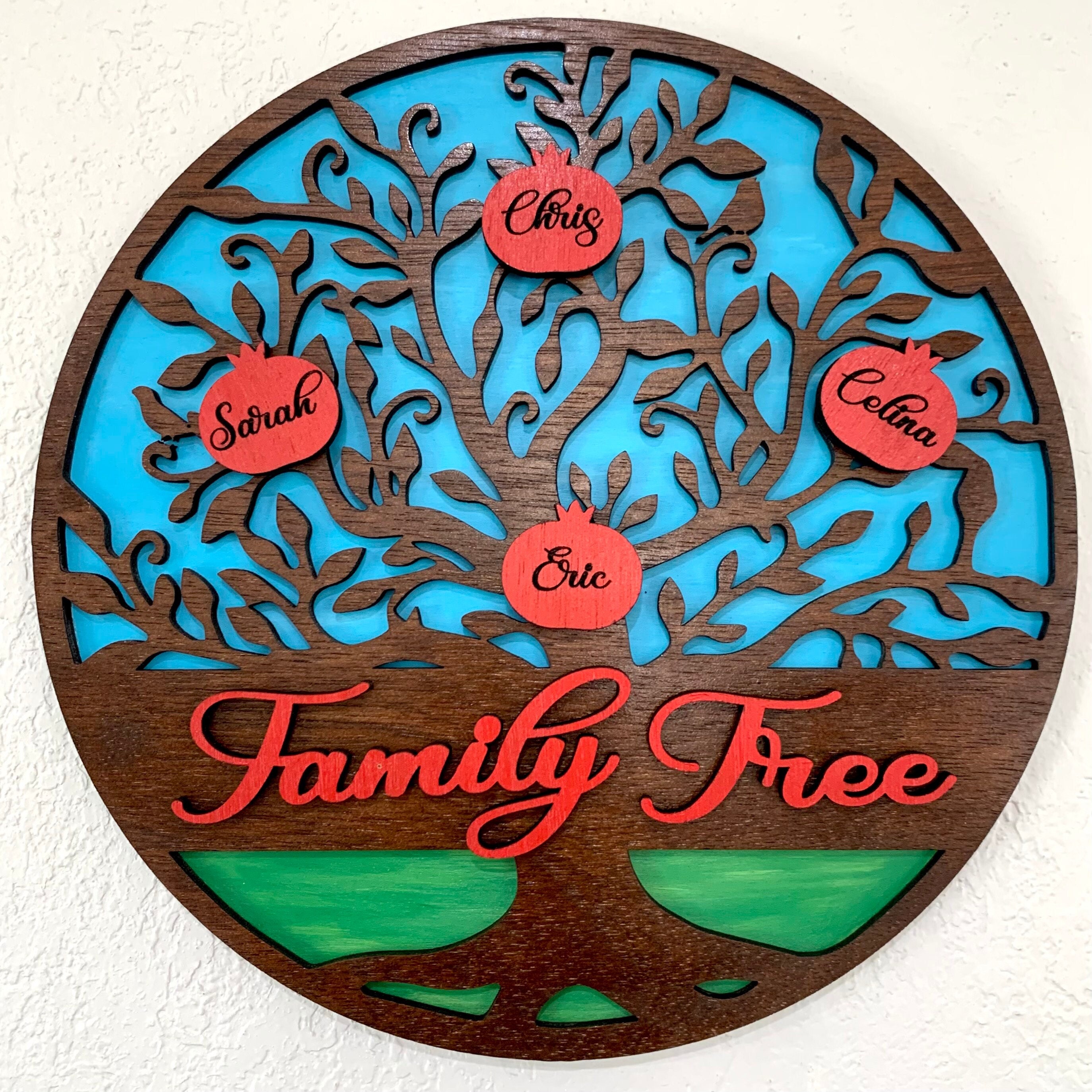 Personalized Engraved and Painted Wooden Family Tree - Etsy