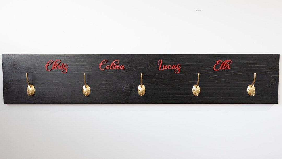 Personalized Family 3D Names Wall Mount Coat Rack With Hangers for ...