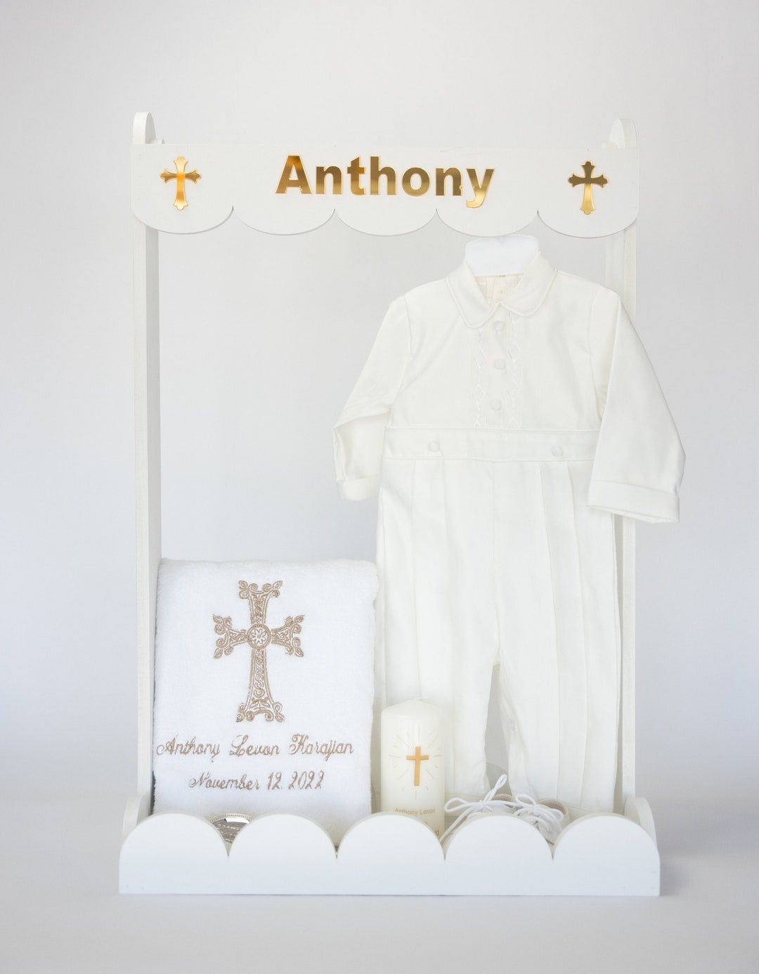 Christening Baby Cloths Display - Baby Shower Closet to Display Baby's ...