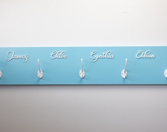 Personalized Family 3D Names Wall Mount Coat Rack With Hangers for ...