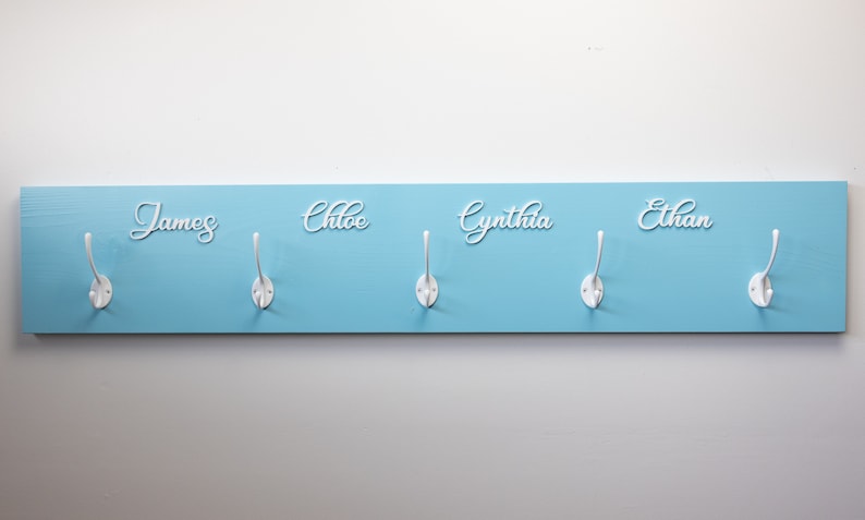 Personalized Family 3D Names Wall Mount Coat Rack With Hangers for ...