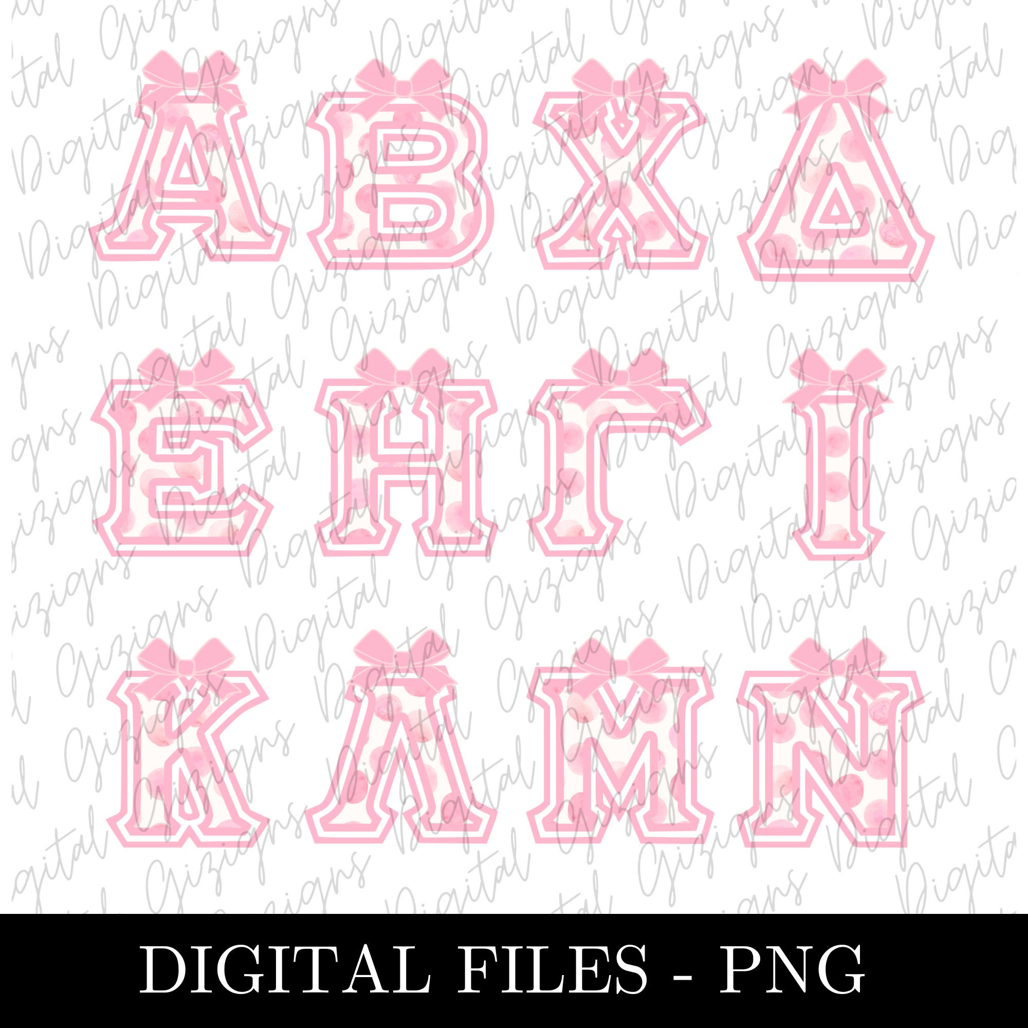 Pink Coquette Bow Greek Letters PNG, Greek Alphabet Letters, Cute Girly ...