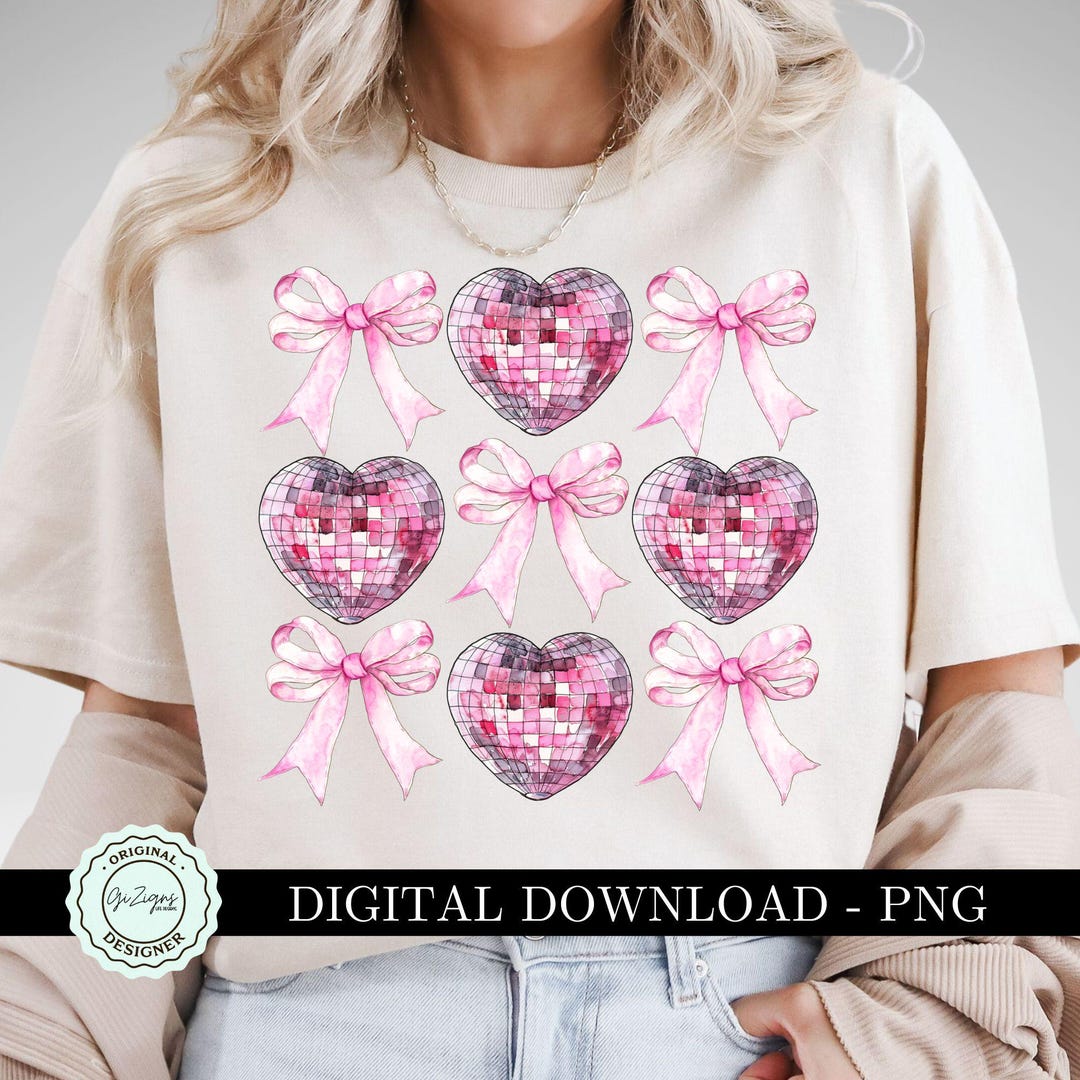 Trending Heart Coquette Disco Ball PNG Clipart Collage, Valentine Pink ...