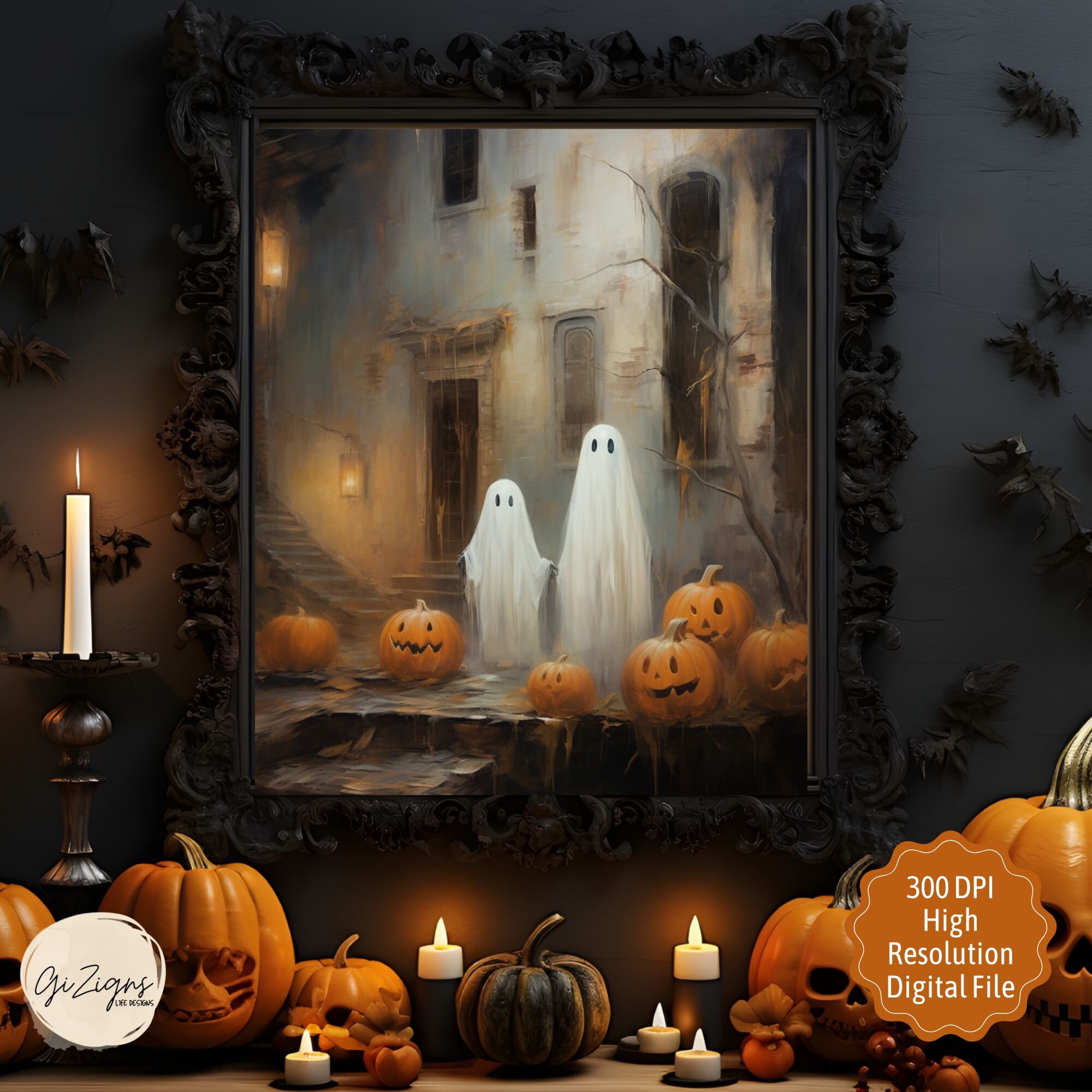 Halloween Ghost Artwork Halloween Wall Art Ghost Love Art - Etsy