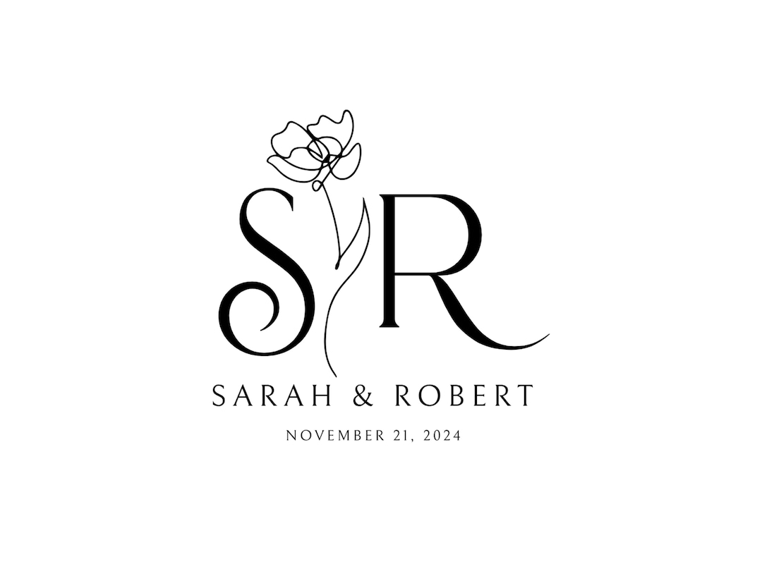 Elegant Wedding Logo, Modern Wedding Monogram, Initials Logo, Custom ...