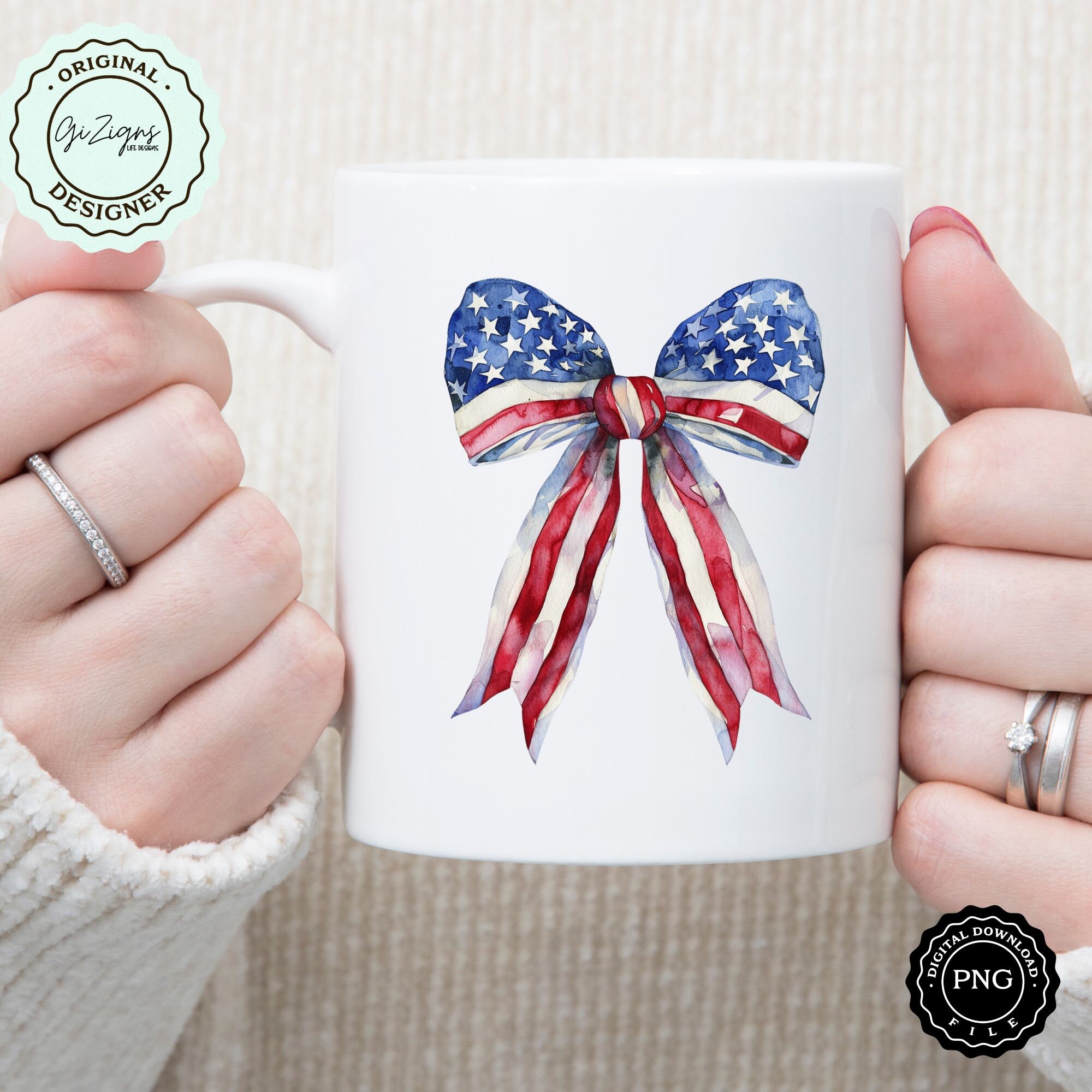 Coquette Bow PNG July 4 Patriotic Red White and Blue Bow Clipart Bundle ...