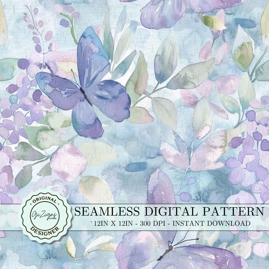 Butterfly Seamless Pattern PNG, Blue Butterflies Ethereal Botanical ...