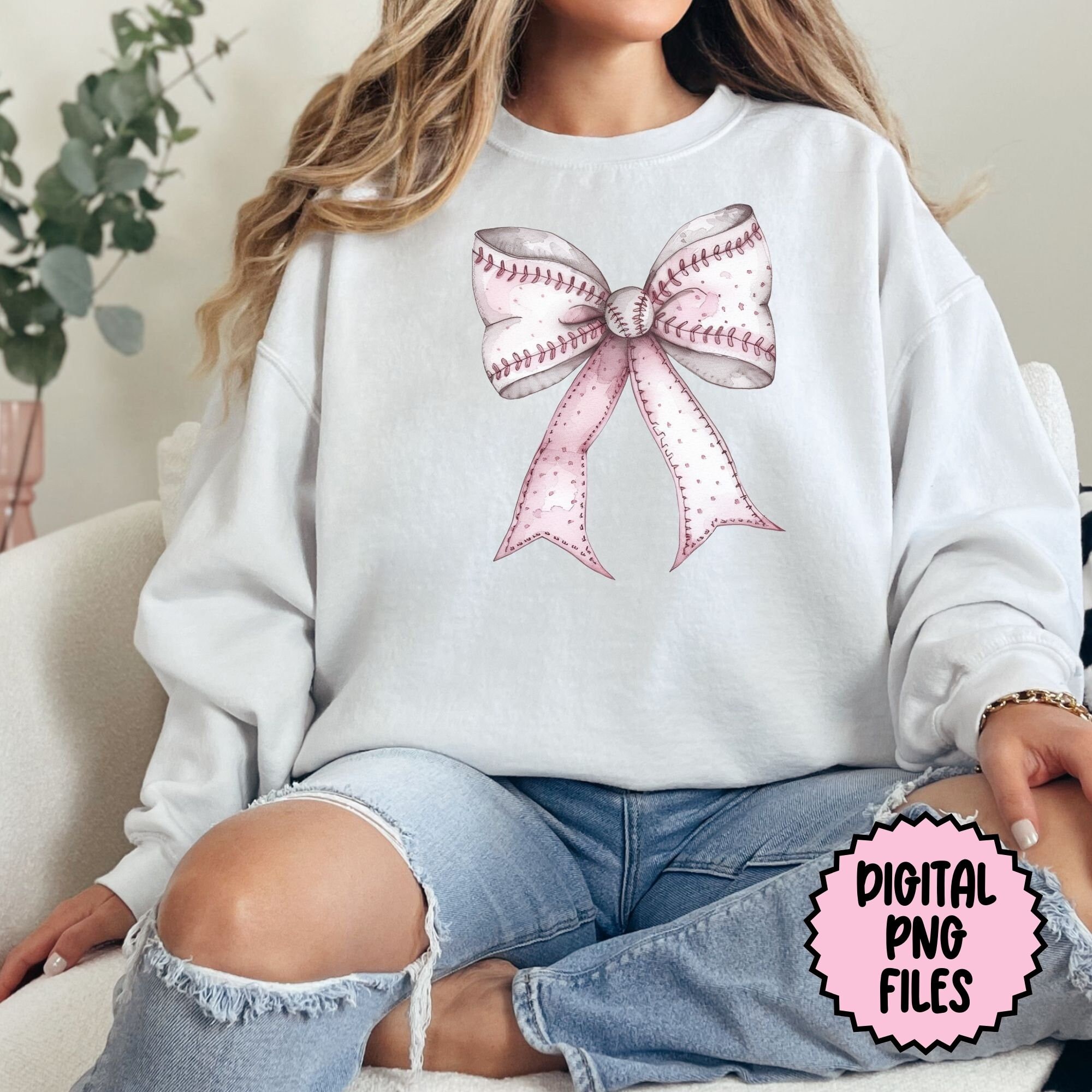 Trendy Pink Bow Coquette Baseball PNG, Girlie Sports Clipart ...