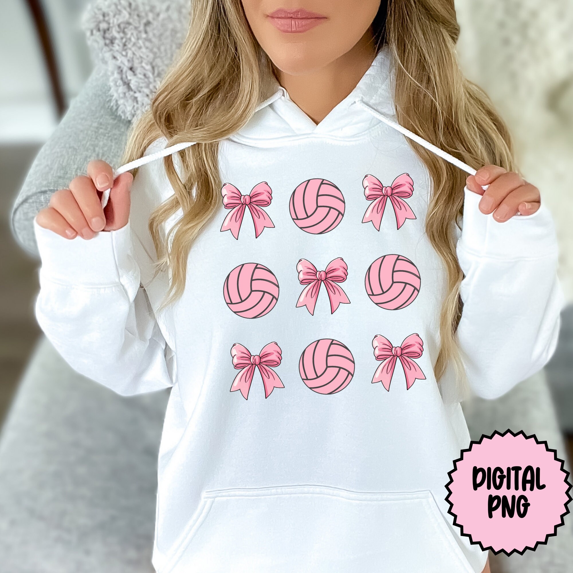 Trendy Pink Bow Coquette Volleyball PNG, Girlie Sports Clipart, Ribbon ...