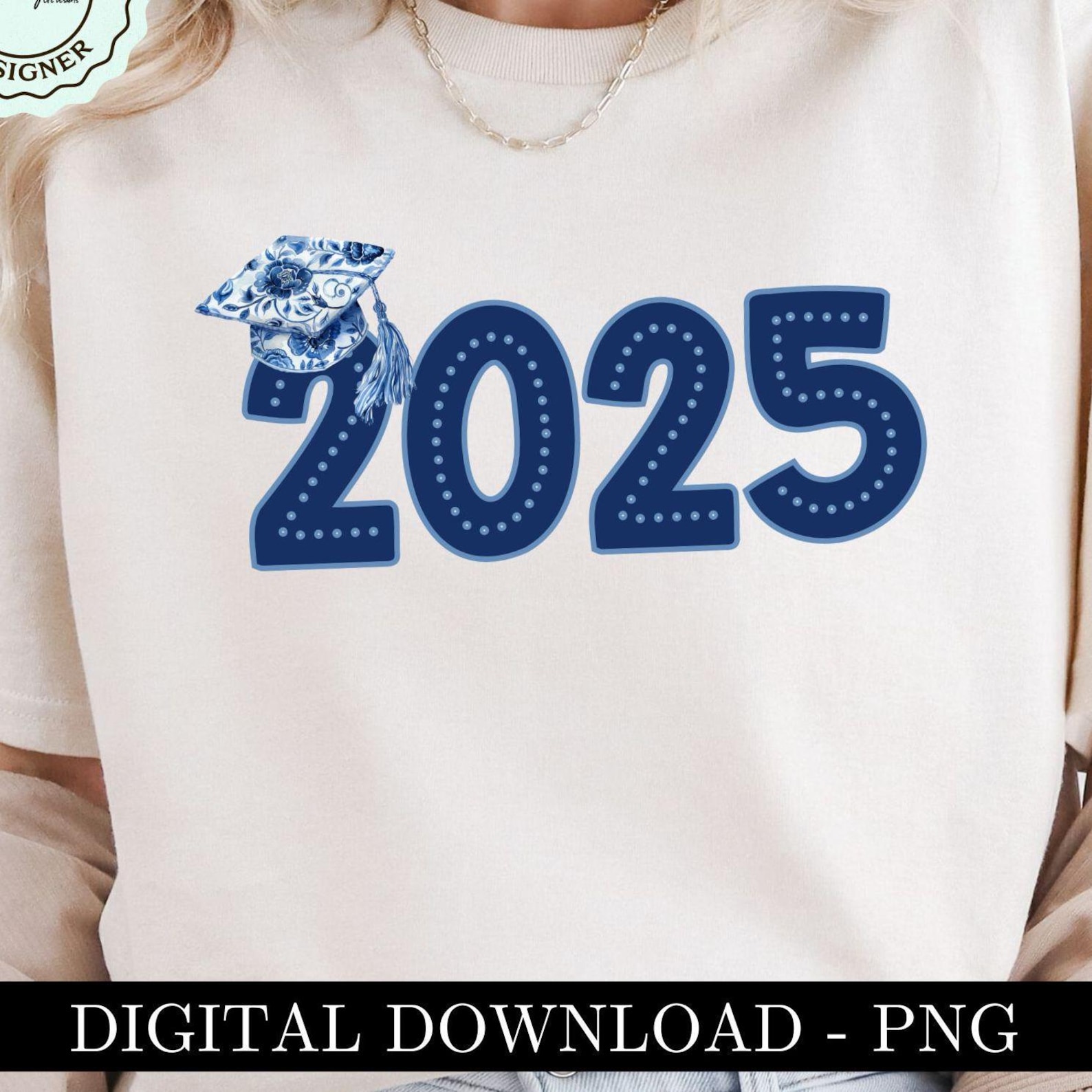 Delft Blue Senior 2025 PNG Clipart, Blue Willow Bow Class of 2025 PNG ...