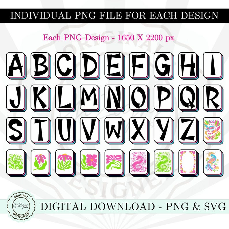 Mahjong Tile Letters PNG | Mahjong Alphabet | Chinese-inspired Letter ...