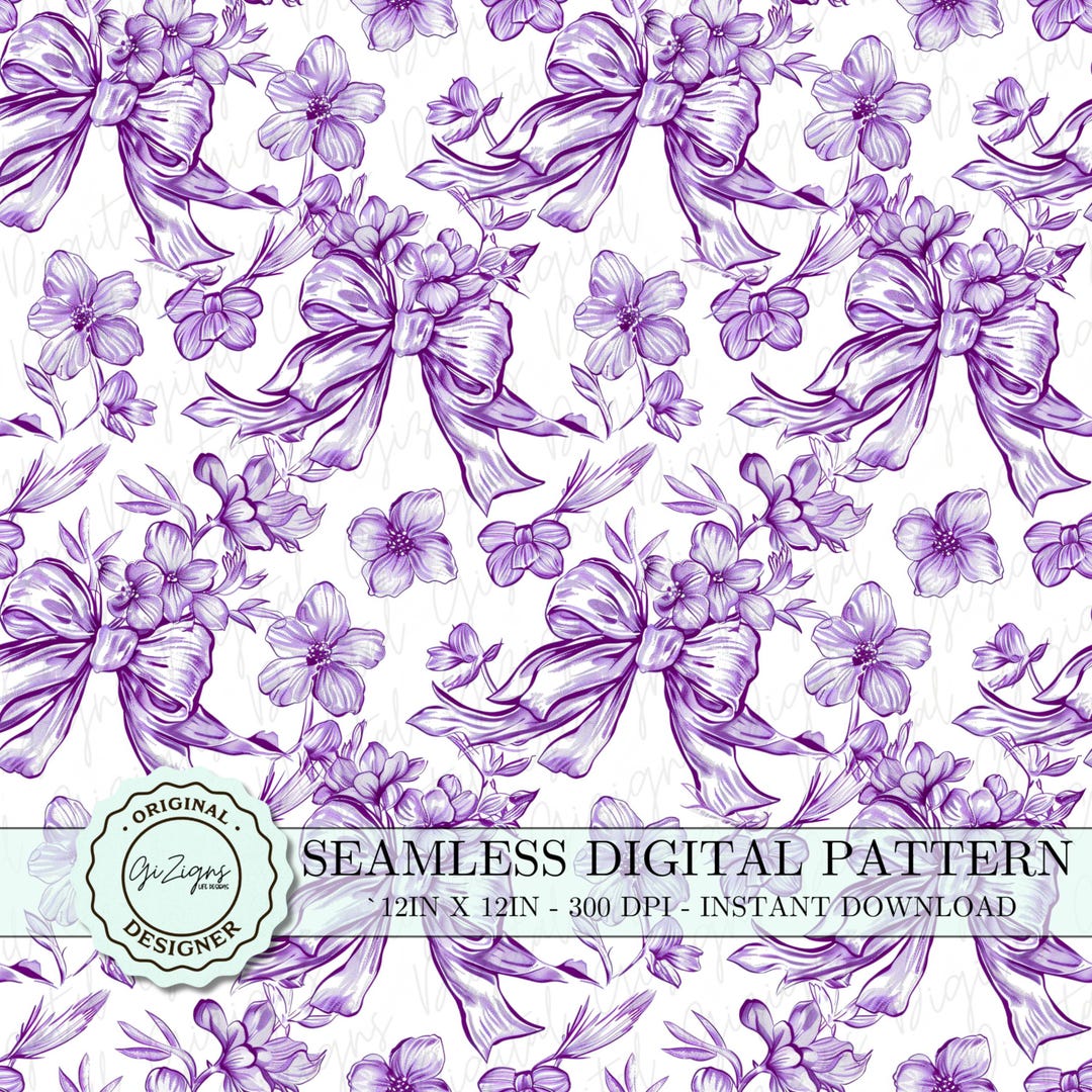 Vintage Purple Toile Coquette Seamless Pattern PNG SVG, Purple ...