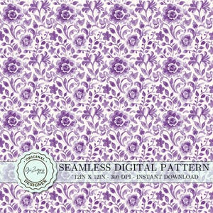 Vintage Purple Toile Seamless Pattern PNG, Purple Chinoiserie Seamless ...